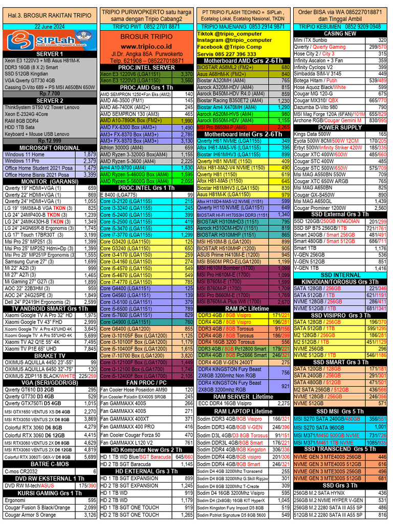 Tripio Computer Hardware Brochure | PDF | Printer (Computing ...
