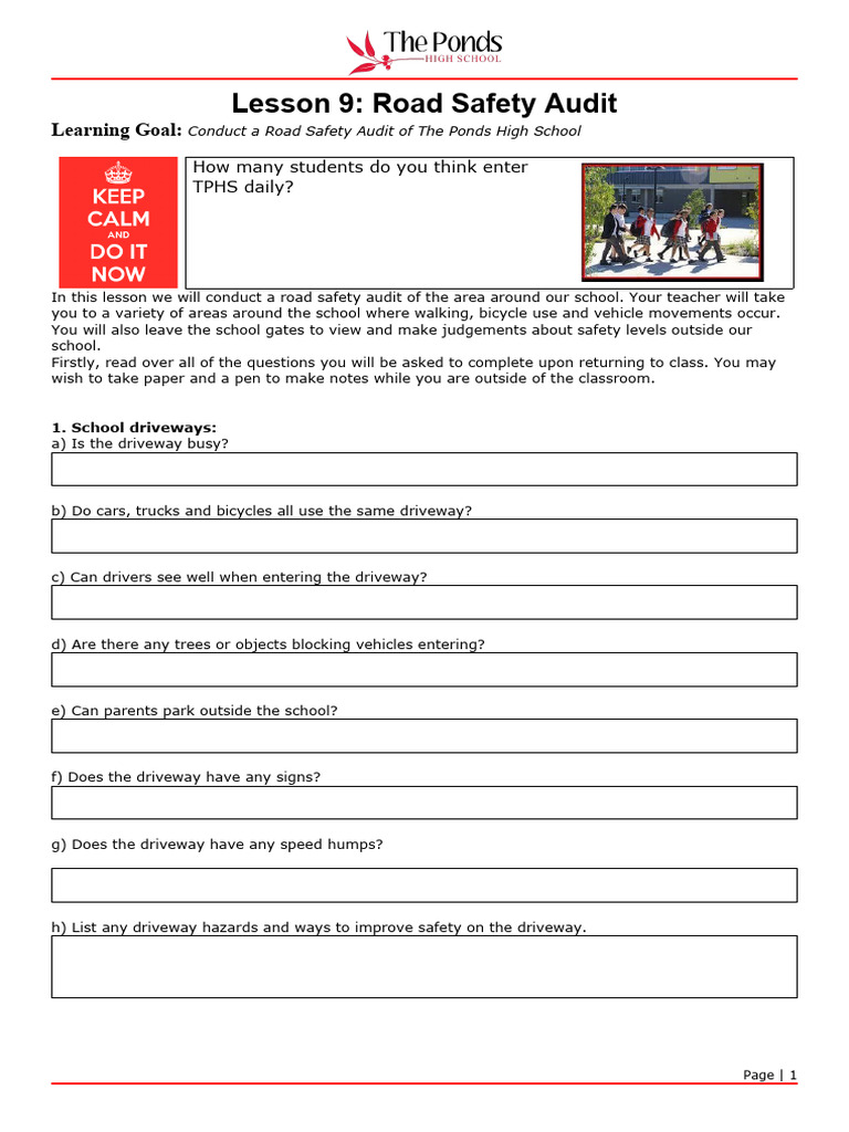 Road Safety Audit for Schools | PDF | Road Traffic Safety | Parking Lot