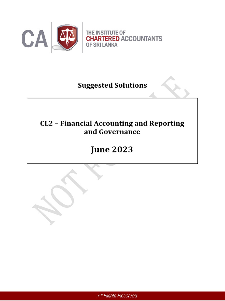 CL2 - Suggested Solutions - June 2023 | PDF | Depreciation | Fair Value