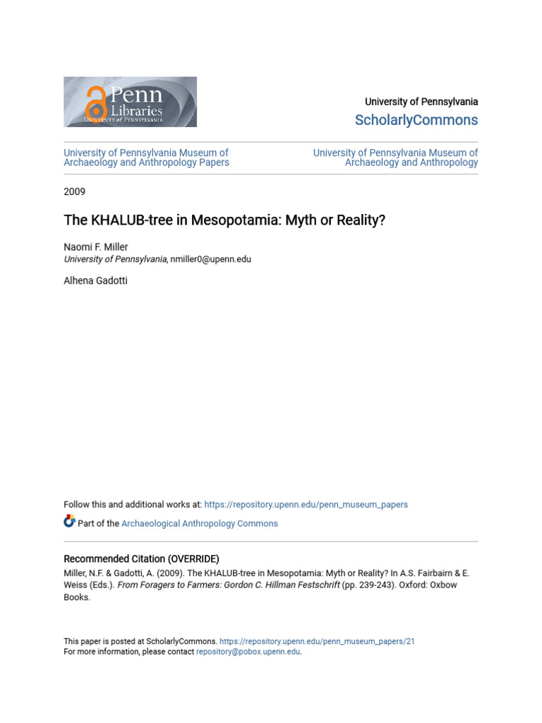 The KHALUB-tree in Mesopotamia Myth or Reality | PDF | Cuneiform | Cherry