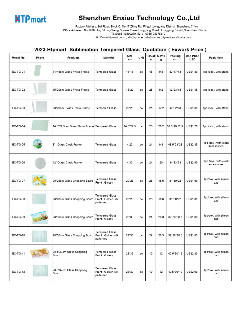 2023 Htpmart Tempered Glass Quotation | PDF | Glassforming Liquids And ...
