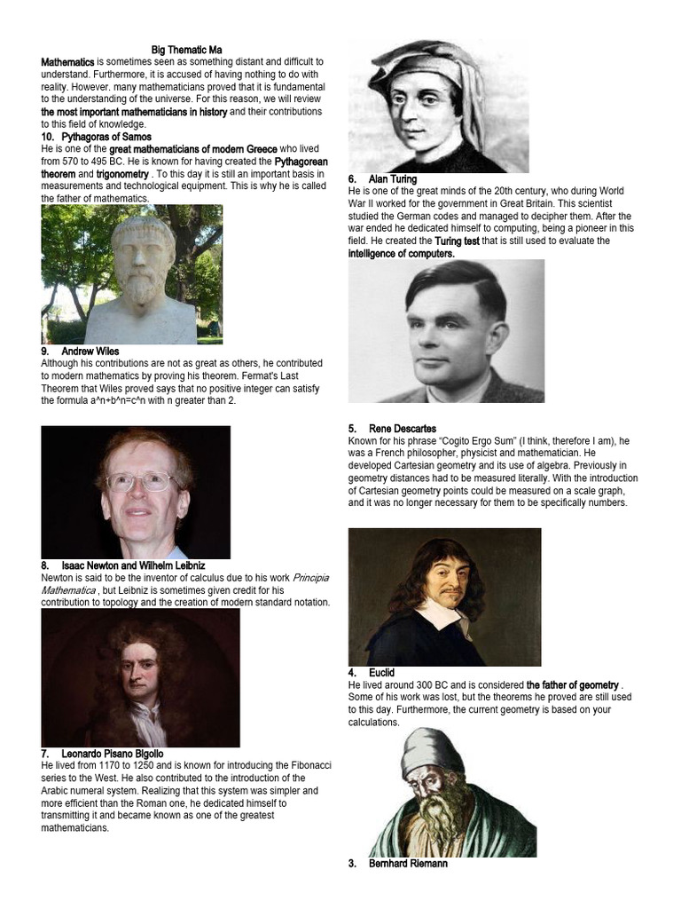 Great Mathematicians | PDF | Mathematics | Logarithm