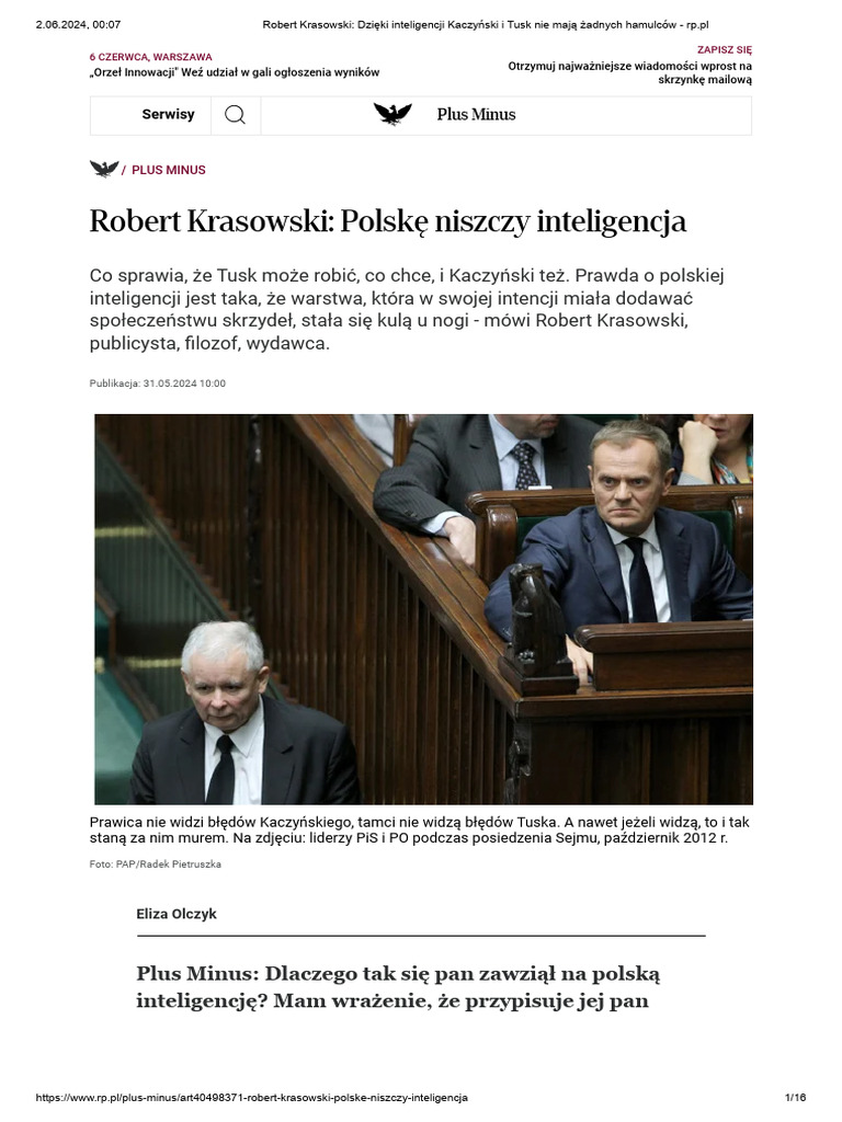 Robert Krasowski - Dzięki Inteligencji Kaczyński I Tusk Nie Mają ...