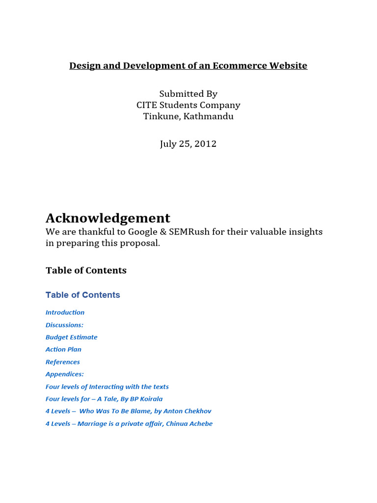 BE Proposal Sample | PDF | E Commerce | Digital Marketing