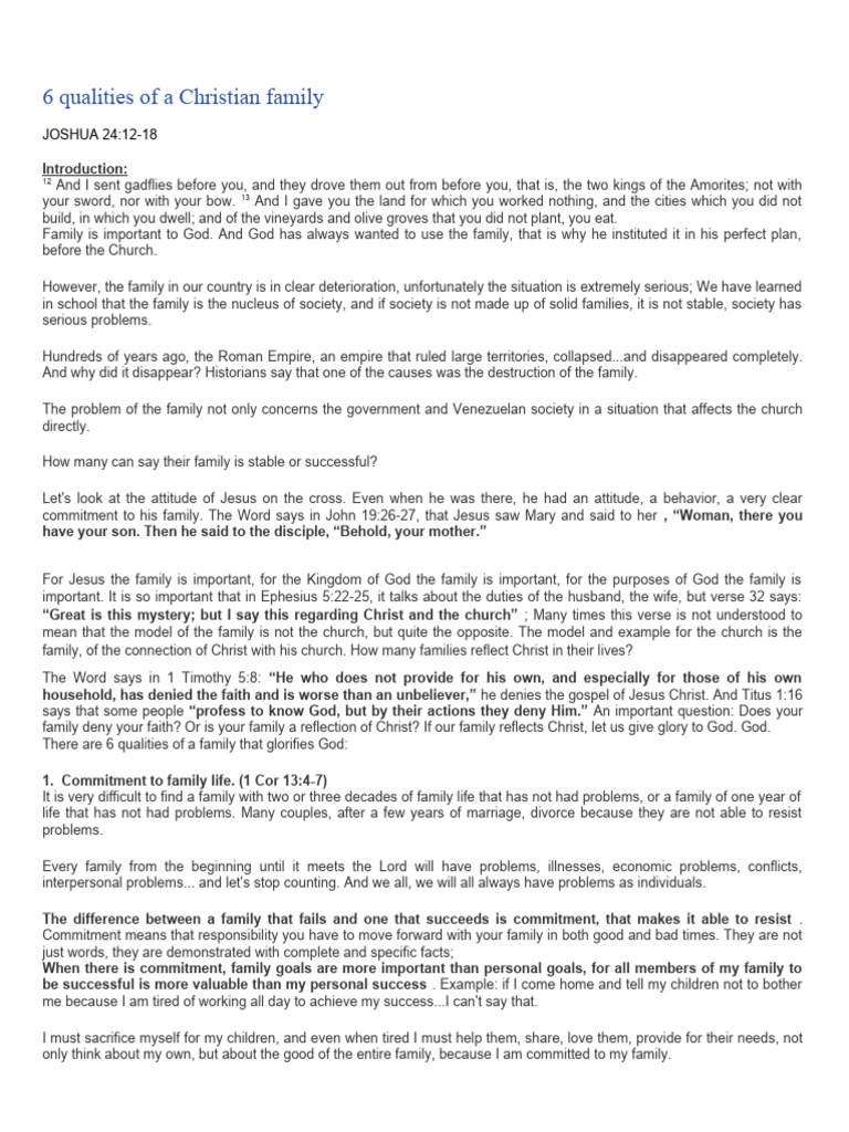 6 Qualities of A Christian Family | PDF | Jesus | Gospel Of John
