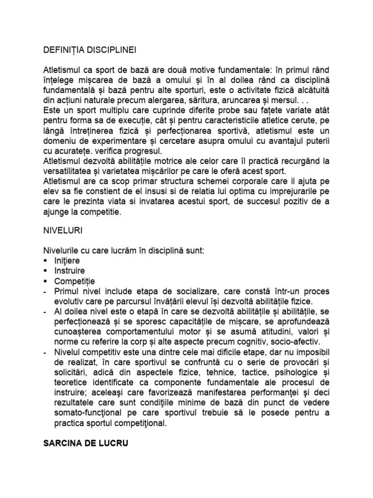 Proiectul Atletism | PDF