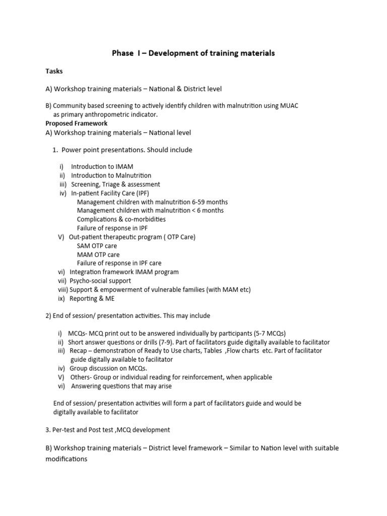 Training Materials for Malnutrition Workshops | PDF