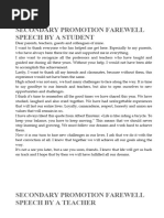Grade 7 Farewell Speech Highlights | PDF