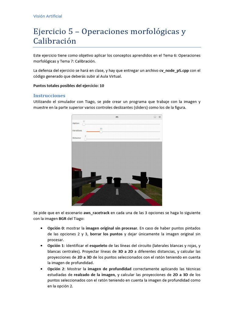 Ejercicio05 VA Operaciones Morfológicas Geometría y Calibración | PDF ...