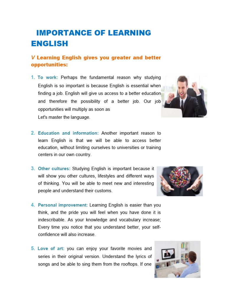 Importance of Learning English | PDF | English Language | Motivation