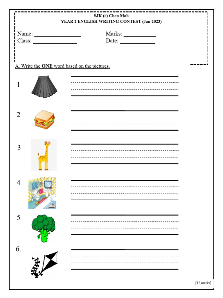 Year 2 English Diagnostic Paper (August 2020) | PDF