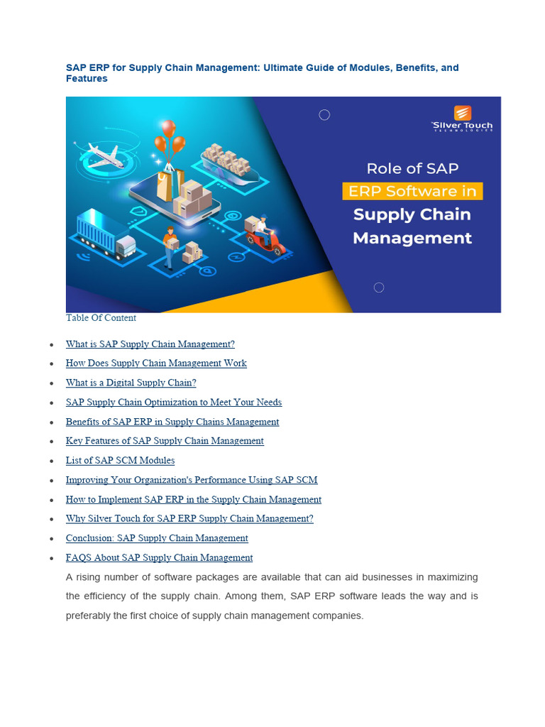 SAP ERP For Supply Chain Management | PDF | Supply Chain Management ...