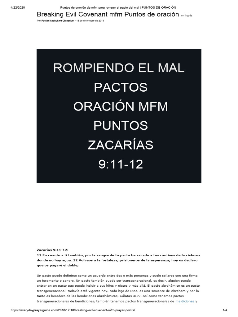 Puntos de Oración MFM para Romper Pactos Malos | PDF | Jesús | Oración