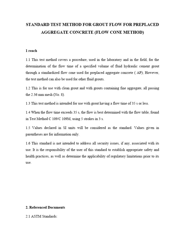 Astm c939 Flow Cone | PDF | Concrete | Building Engineering