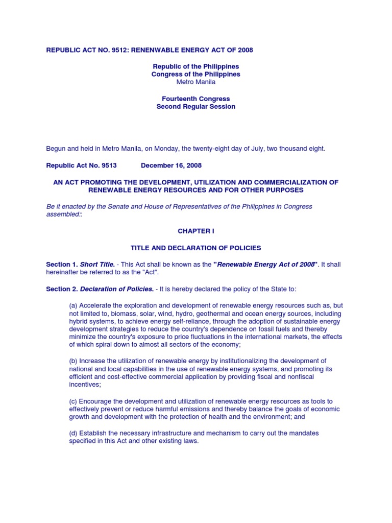 Ra 9513 | PDF | Value Added Tax | Renewable Energy