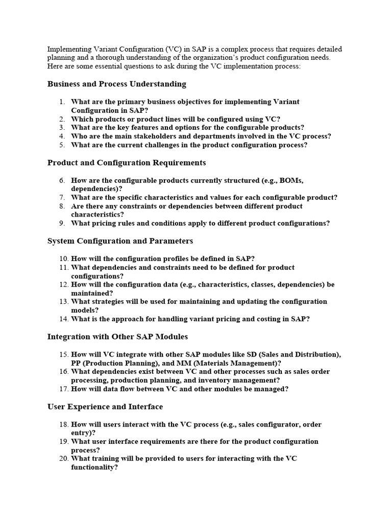 Implementing Variant Configuration Pdf Business Information
