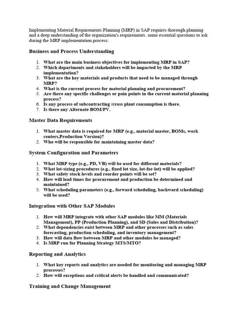 Implementing Material Requirements Planning | PDF