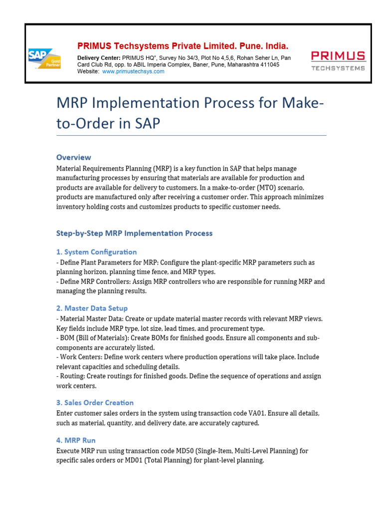 MRP Implementation 13062024 | PDF | Production And Manufacturing | Business