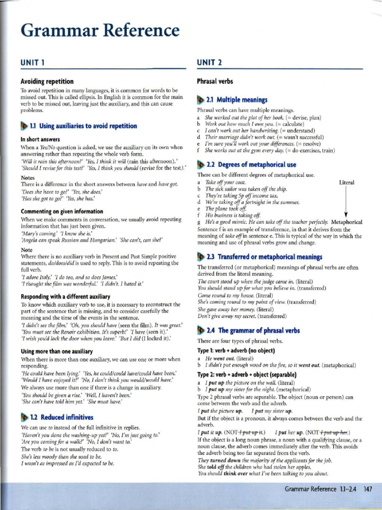 Grammar Reference - New-Headway-Advanced-Student - S-Book | PDF