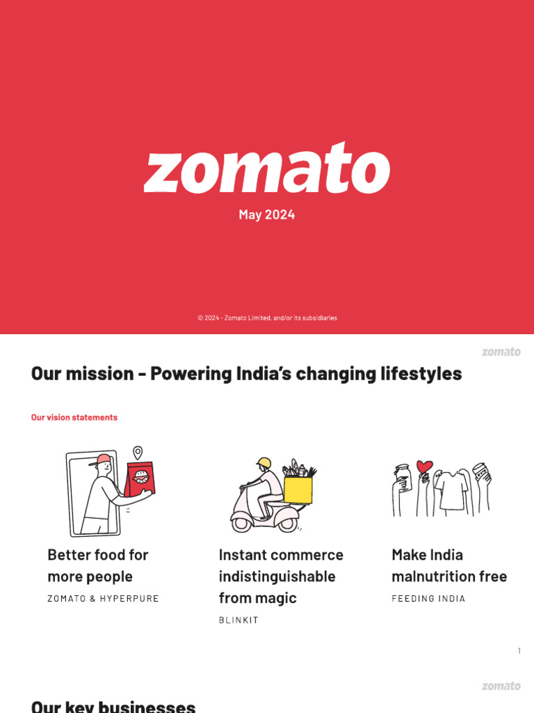 Zomato Overview Deck May24 | PDF | Revenue | Expense