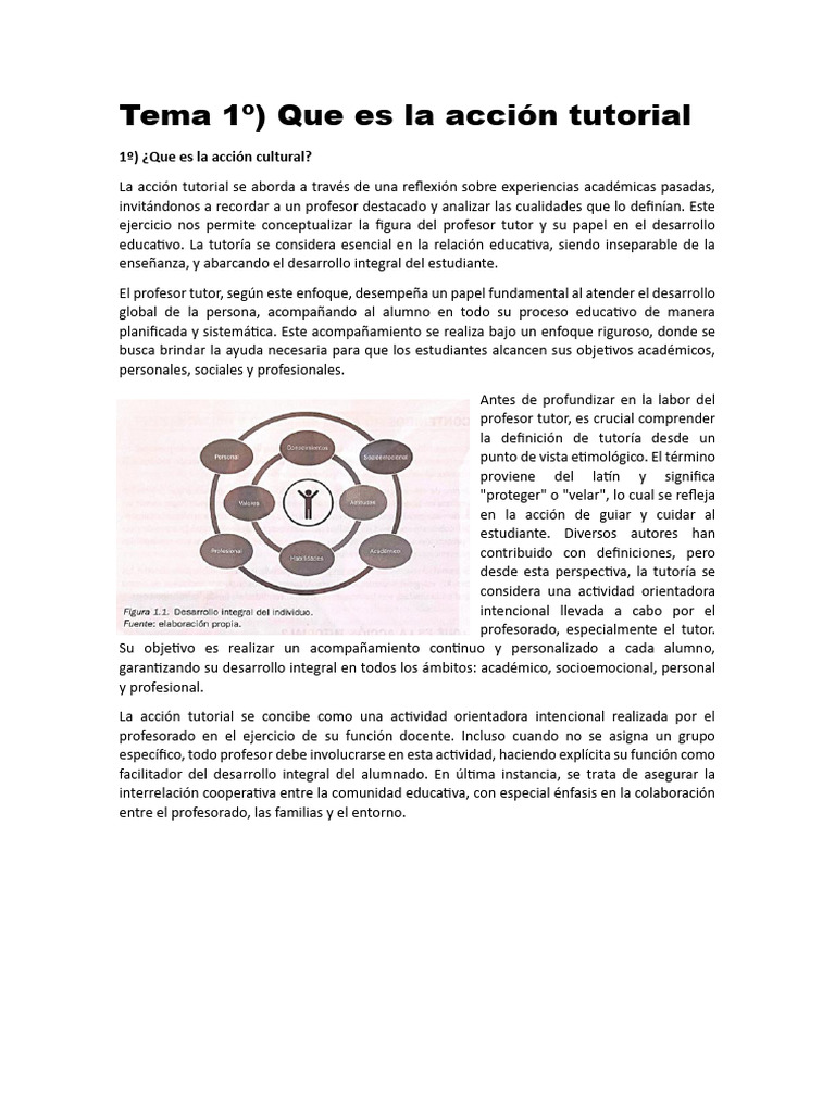 Accion Tutorial Resumen Tema 1 | PDF | Salón de clases | Maestros