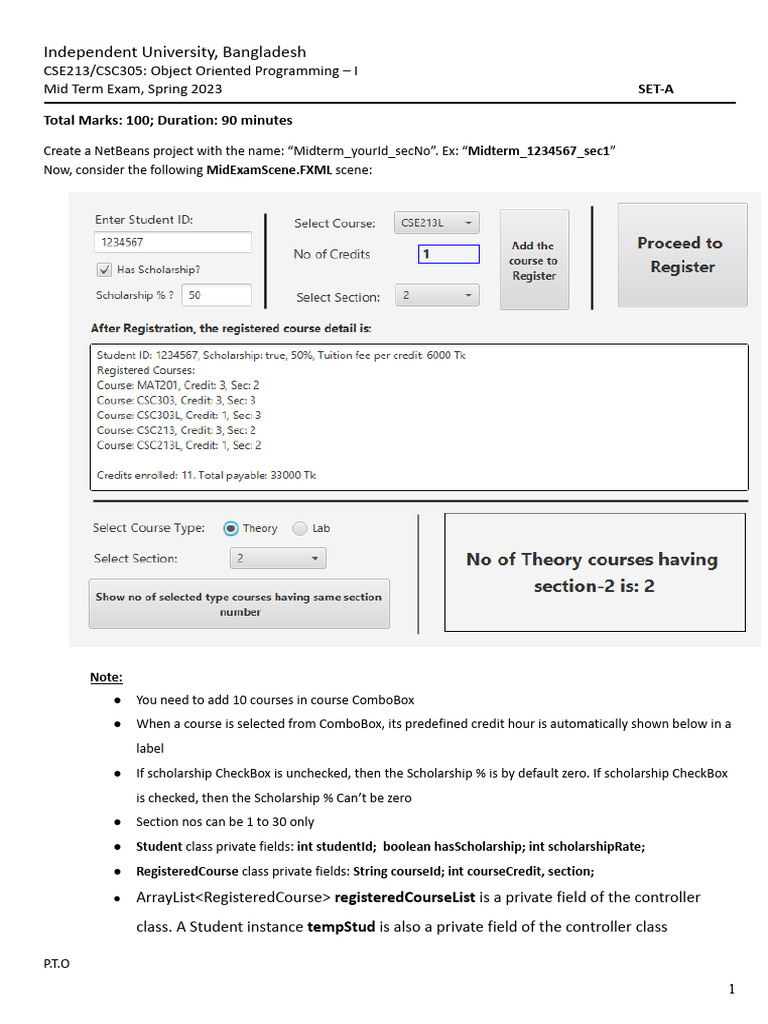2023 Summer - CSE213 Midterm Exam QP, SET-A | PDF | Constructor (Object Oriented Programming ...