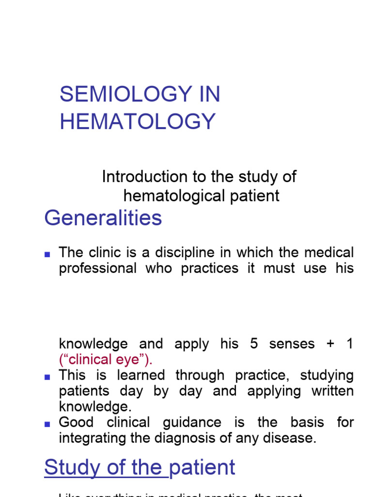 Semiology in Hematology | Download Free PDF | Anemia | Physical Examination