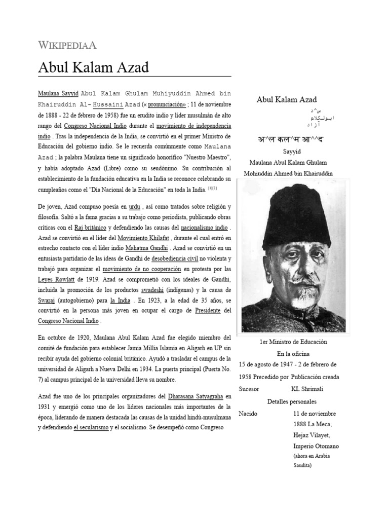 Wiki Abul Kalam Azad | PDF | Muhammad Ali Jinnah | Mahatma Gandhi