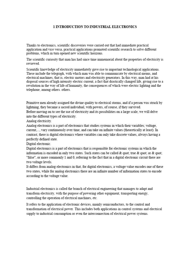 1 Introduction To Industrial Electronics | PDF | Field Effect Transistor | Electronics