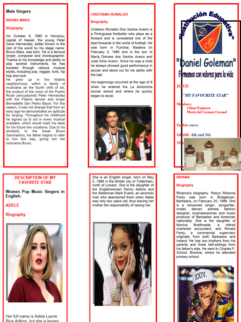 Triptych of The Biography of Singers | PDF | Performing Arts | Entertainment