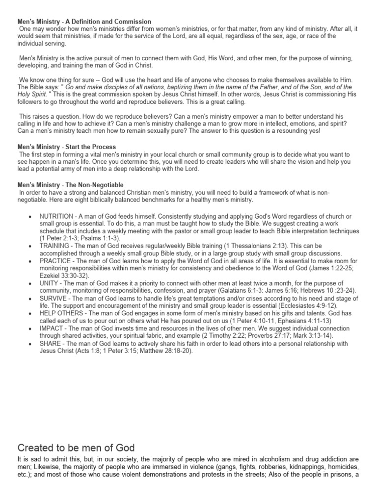 Men's Ministry | PDF | Jesus | Love