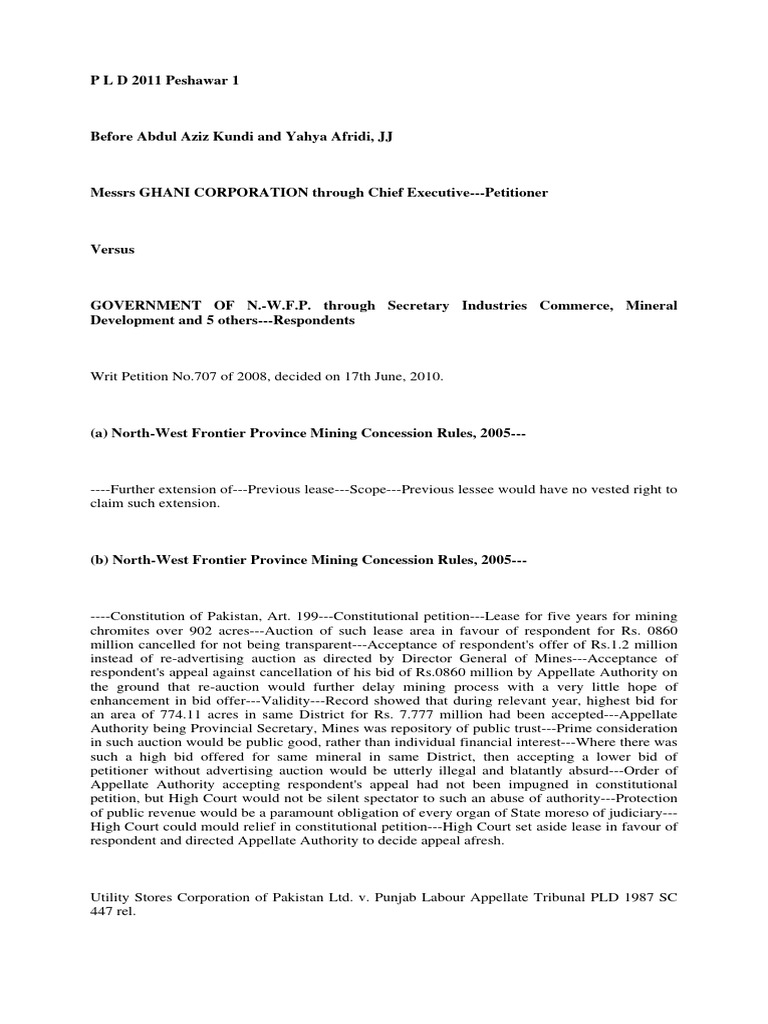 14 PLD 2011 Pesh 01 | PDF | Appeal | Jurisdiction