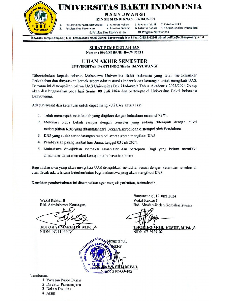 0069 Surat Pemberitahuan UAS 2023 2 | PDF