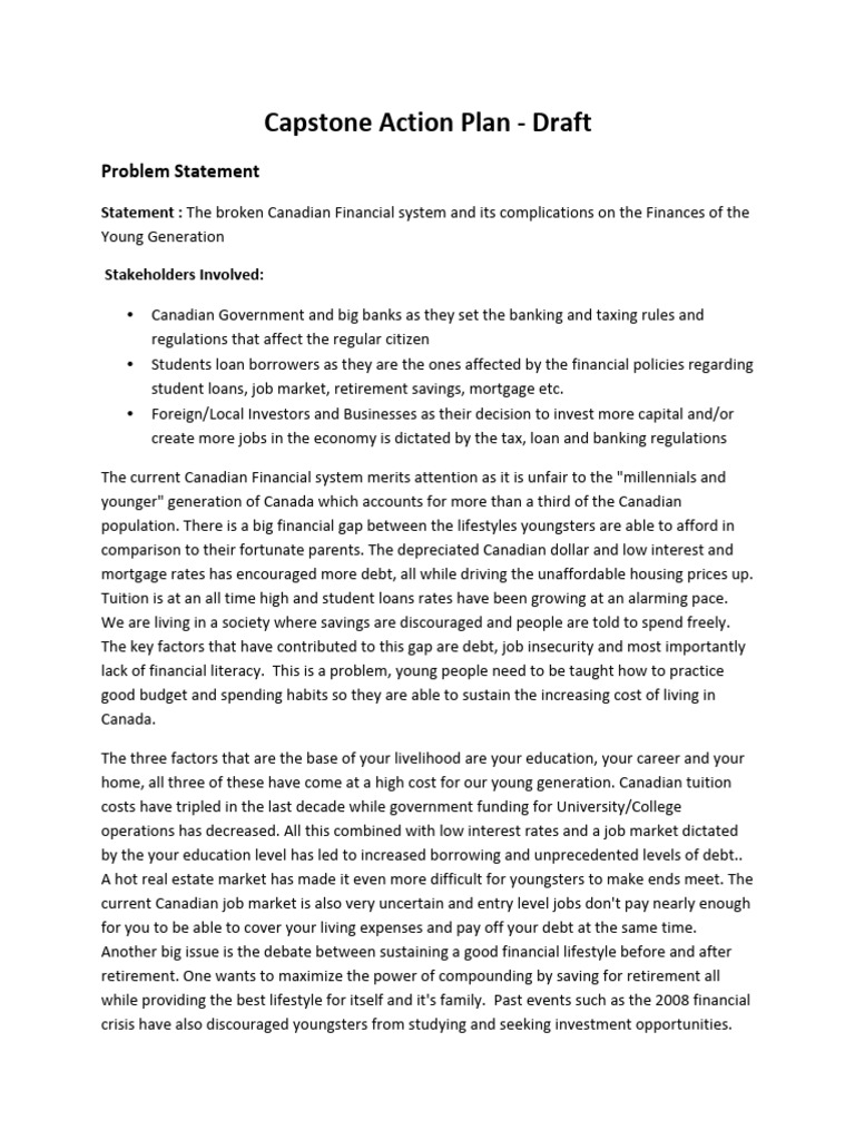 01 Capstone Action Plan Example | PDF | Cost Of Living | Debt