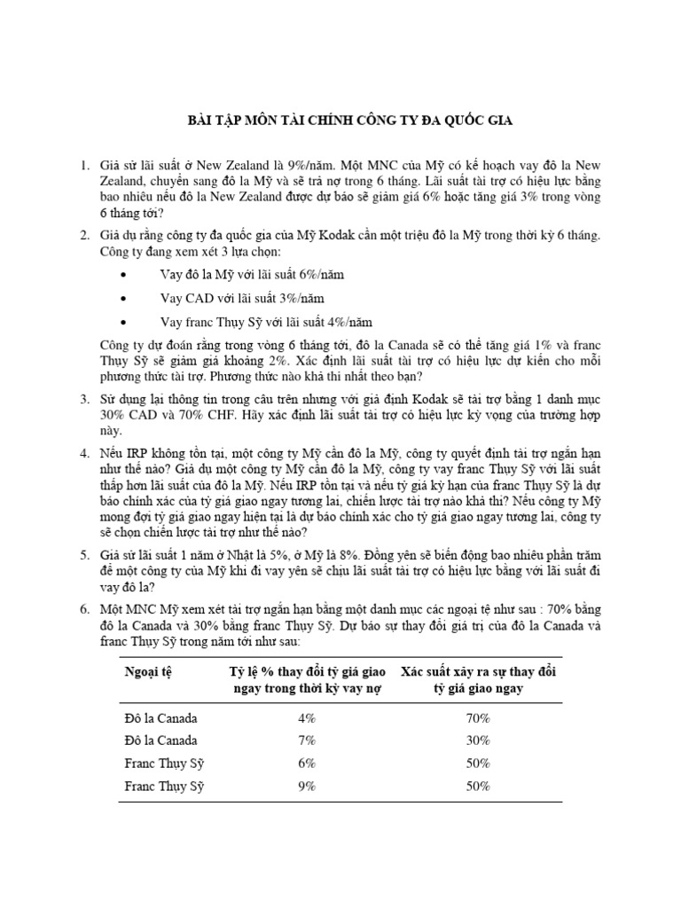 Bai Tap Mon Tai Chinh Cong Ty Da Quoc Gia | PDF