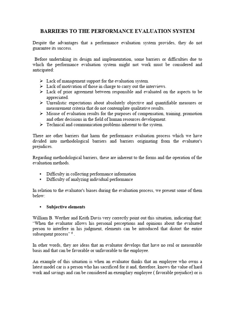 Barriers To The Performance Appraisal System | PDF | Performance ...