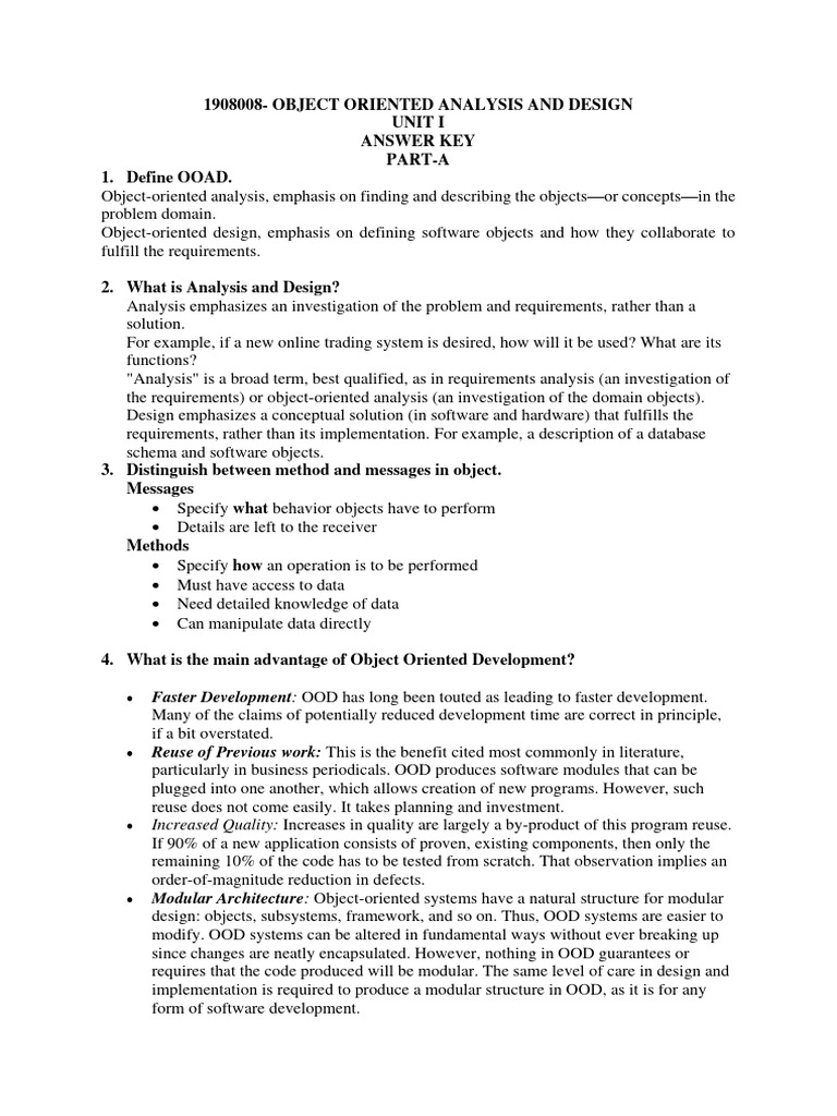 Ooad U1 Key | PDF | Use Case | Point Of Sale