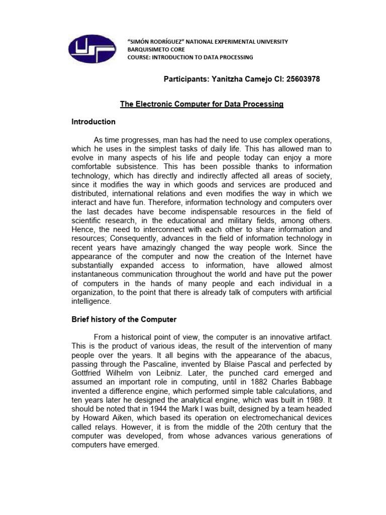 The Electronic Computer For Data Processing | PDF | Computer Network | Central Processing Unit