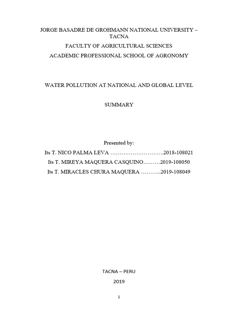 Monograph On Water Pollution | PDF | Water | Water Pollution