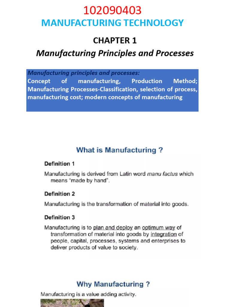 Mt Chapter 1 Pdf Casting Machining