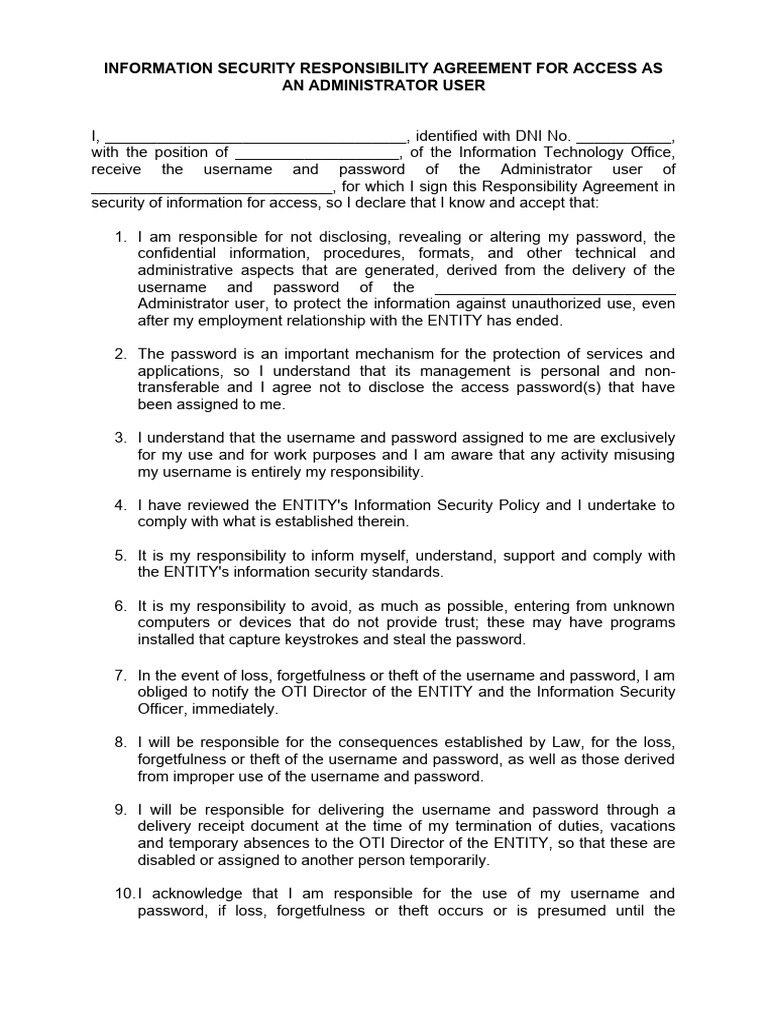 Administrator User Access Responsibility Agreement | PDF | Information ...