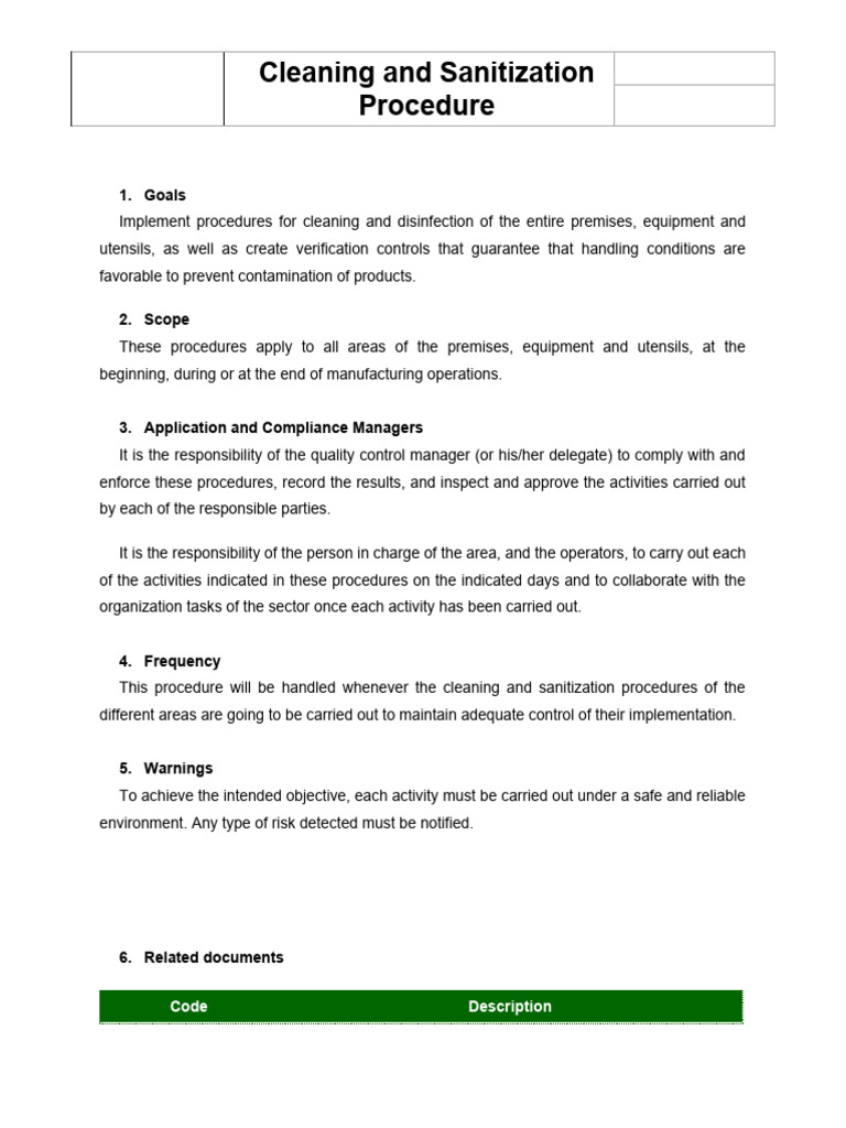 Cleaning and Sanitization Procedure | PDF | Disinfectant | Sanitation