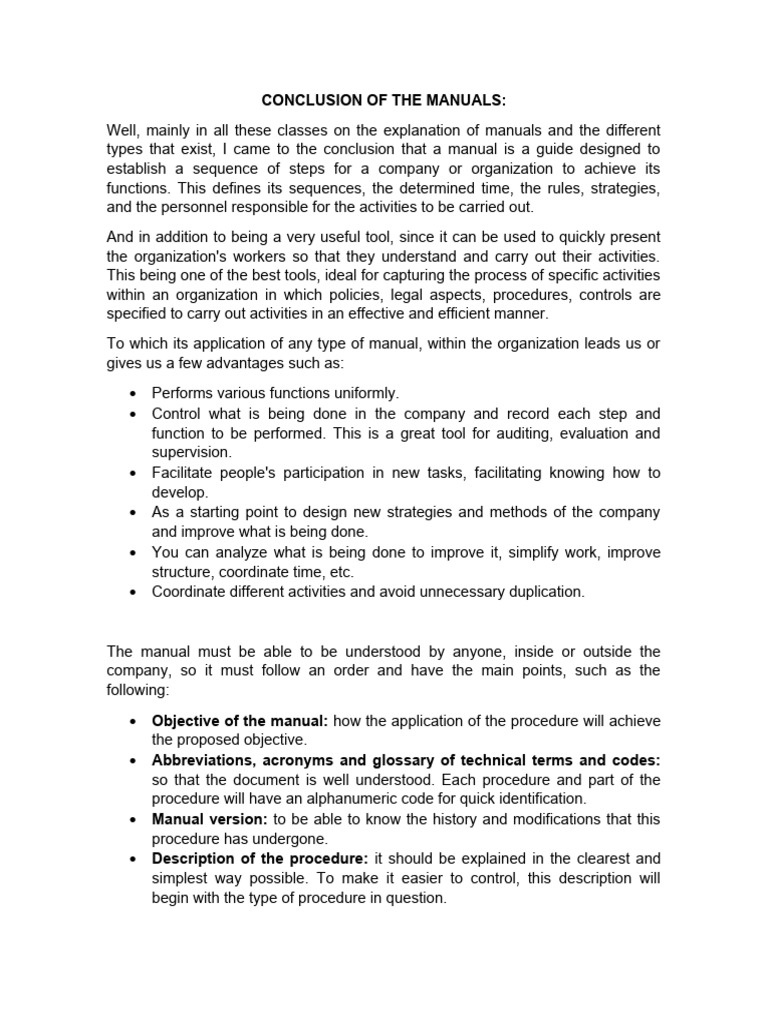 Conclusion of The Manuals | PDF | Procedural Knowledge | Business