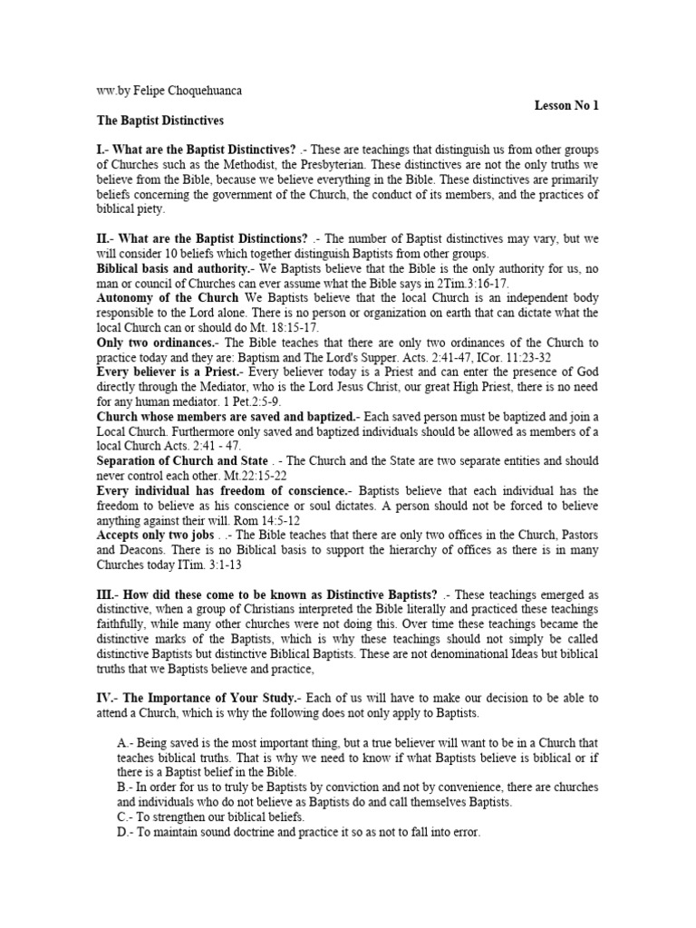 Baptist Distinctives | PDF | Biblical Canon | Baptism