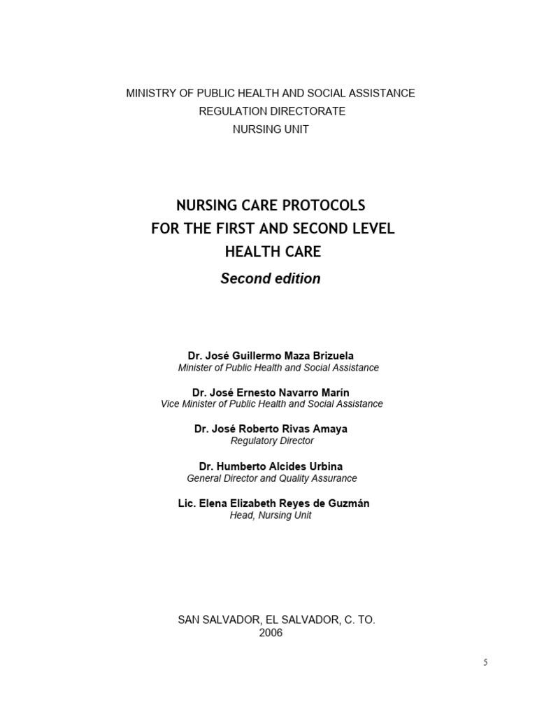 Nursing Care Protocols For The First and Second Level of Health Care ...