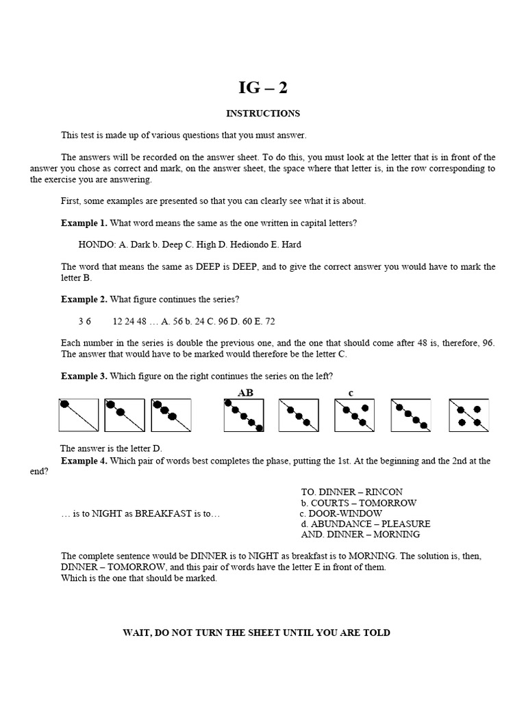 Complete Ig-2 Intelligence Test | PDF | Art