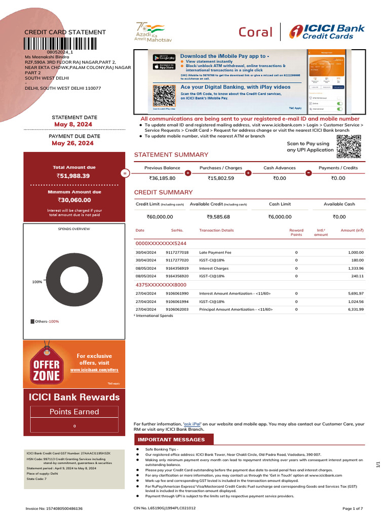 Credit Card Statement | PDF | Credit Card | Interest