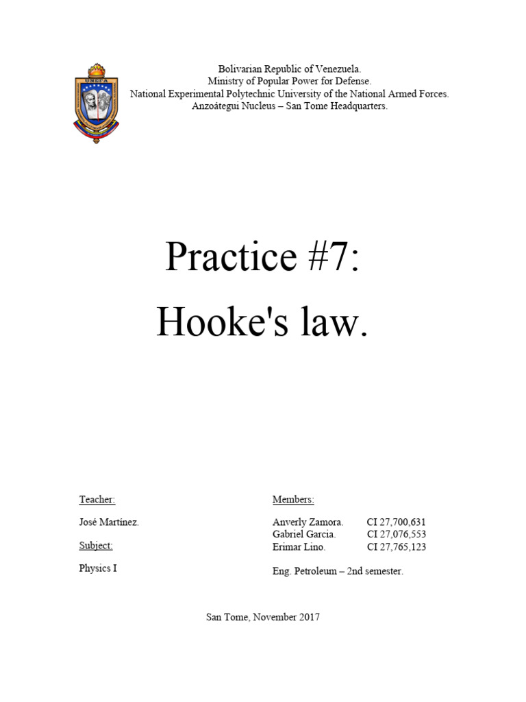 (Report 6) Hooke's Law | PDF | Force | Elasticity (Physics)
