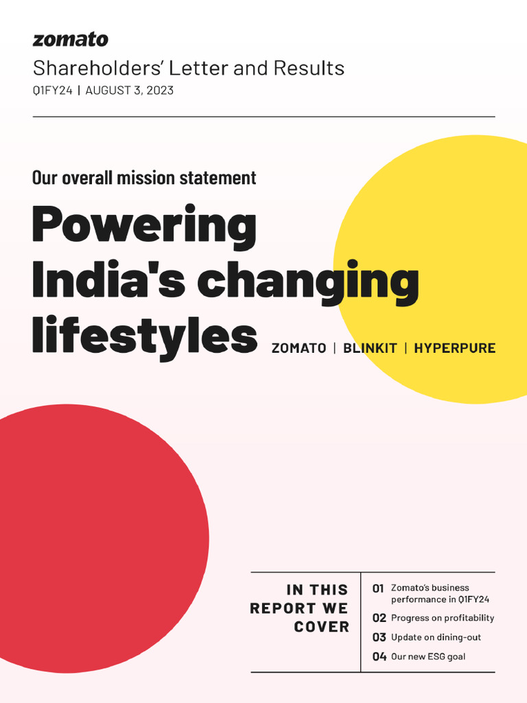 Zomato Report Q1'24 | PDF