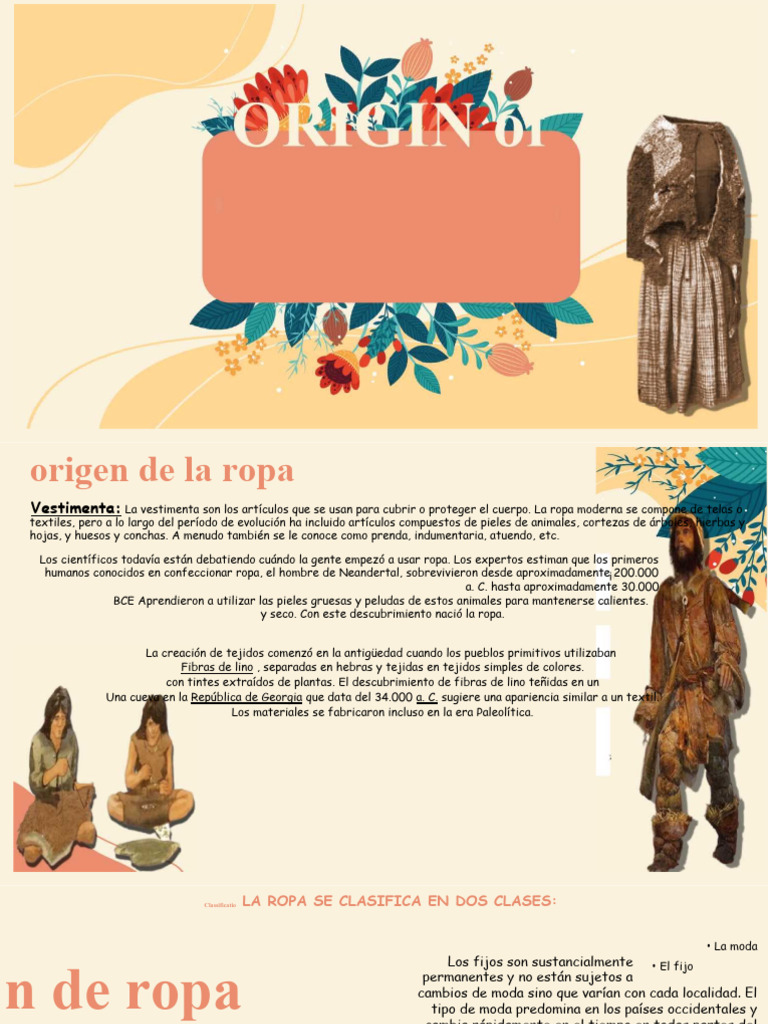Origen de La Ropa | Descargar gratis PDF | Ropa | Textiles